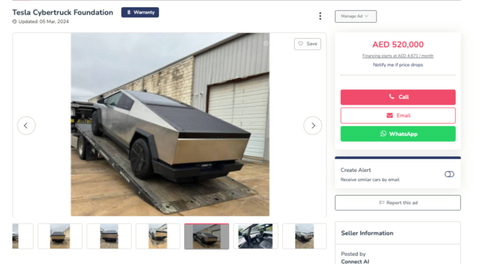 First Tesla Cybertruck In The UAE For Sale On DubiCars | Price